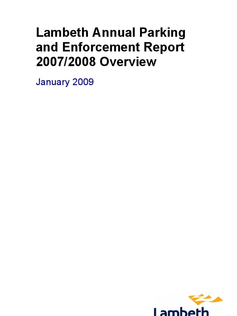 Lambeth Annual Parking and Enforcement Report 2007/2008 Overview | PDF ...