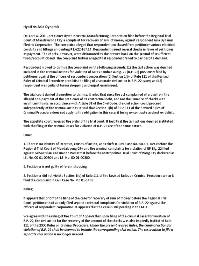 Hyatt Vs Dynamic | PDF | Lawsuit | Complaint