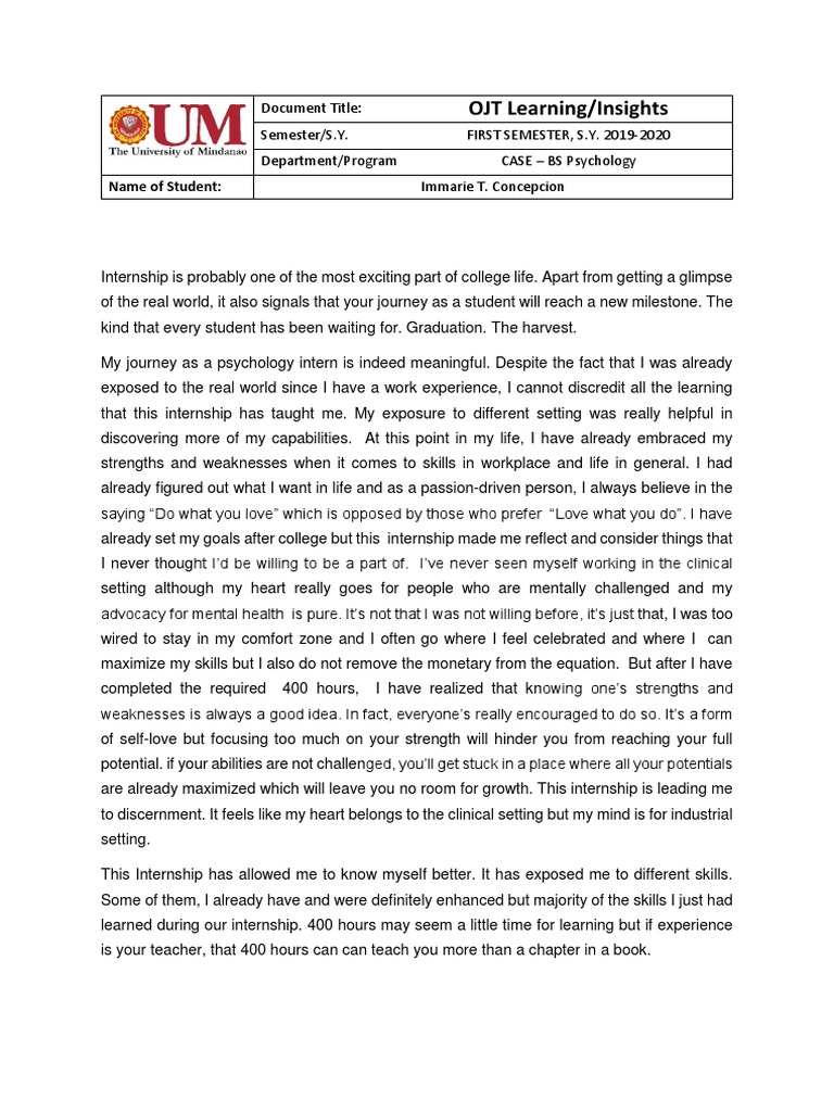 Ojt Experiences PDF) A Platform For Sharing Internship Experiences