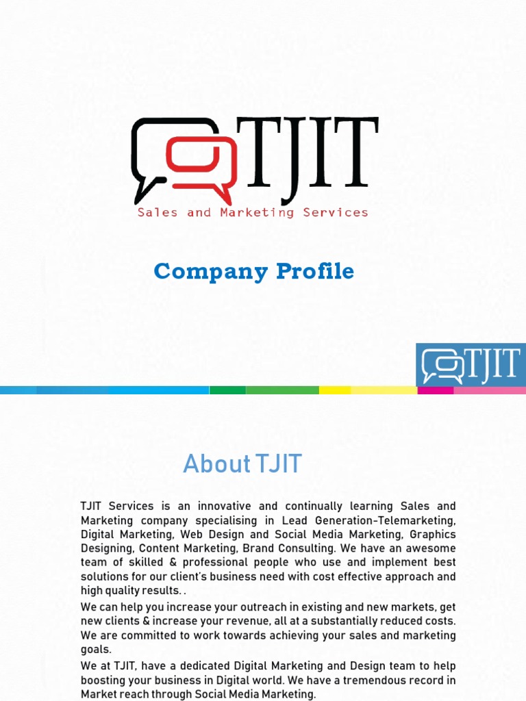 Company Profile - TJIT Services - Advertising Agency | PDF | Digital ...
