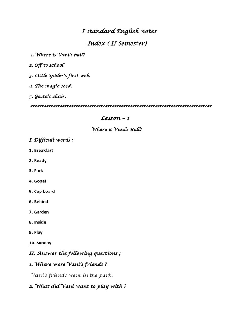 1 Standard English Notes | PDF
