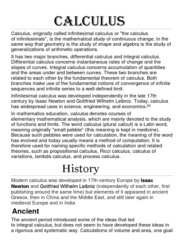 Calculus: History | PDF | Calculus | Integral