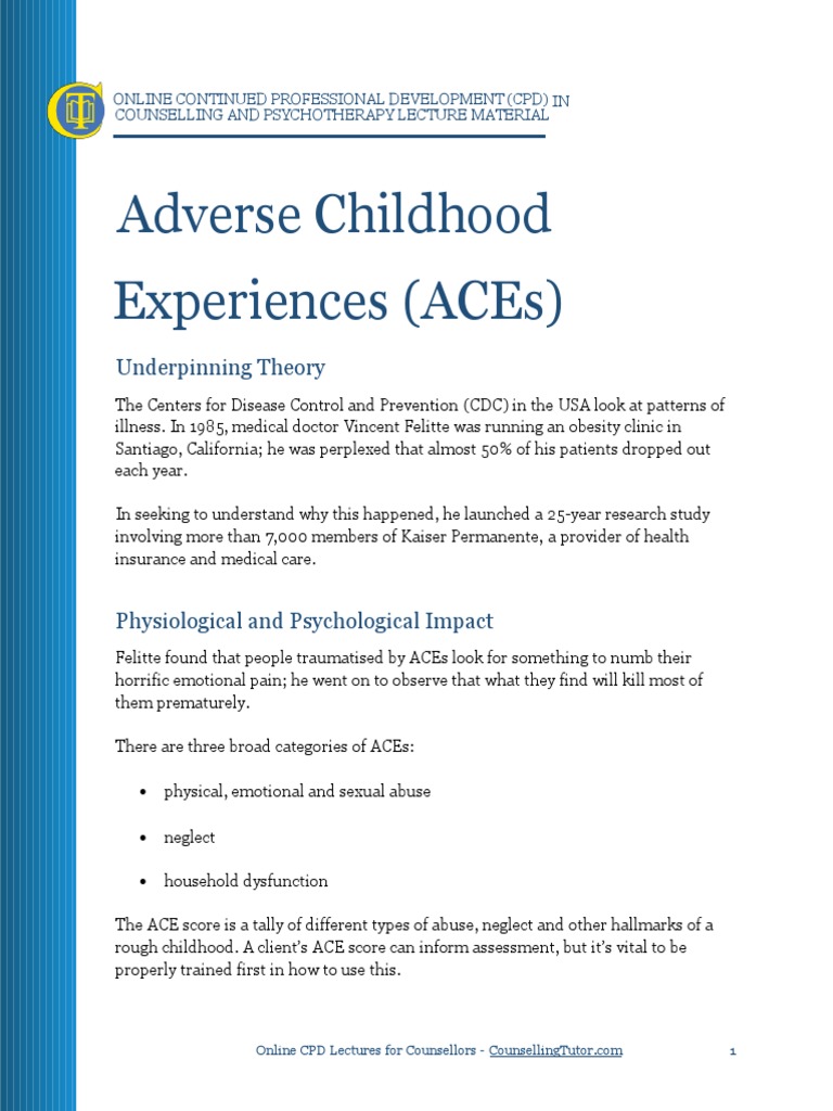 Adverse Childhood Experiences (Aces) : Underpinning Theory | PDF ...