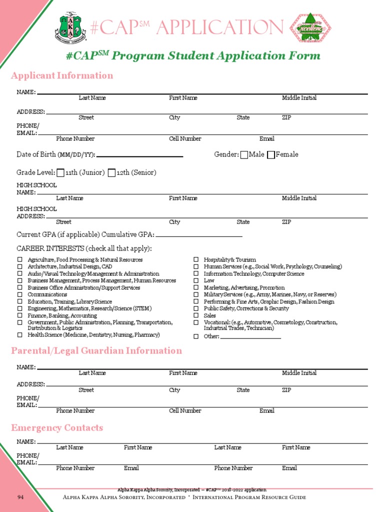#Cap Program Student Application Form | PDF | Consent | Fraternities ...