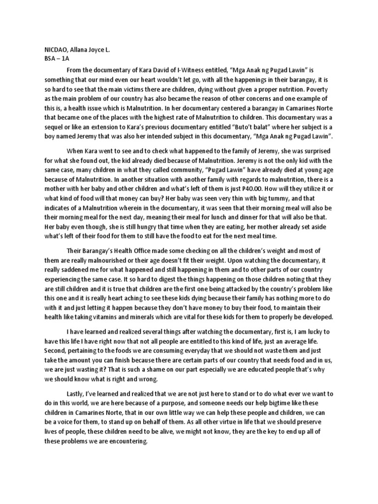 ECON - Narrative Report NICDAO BSA 1A | PDF | Foods | Food And Drink