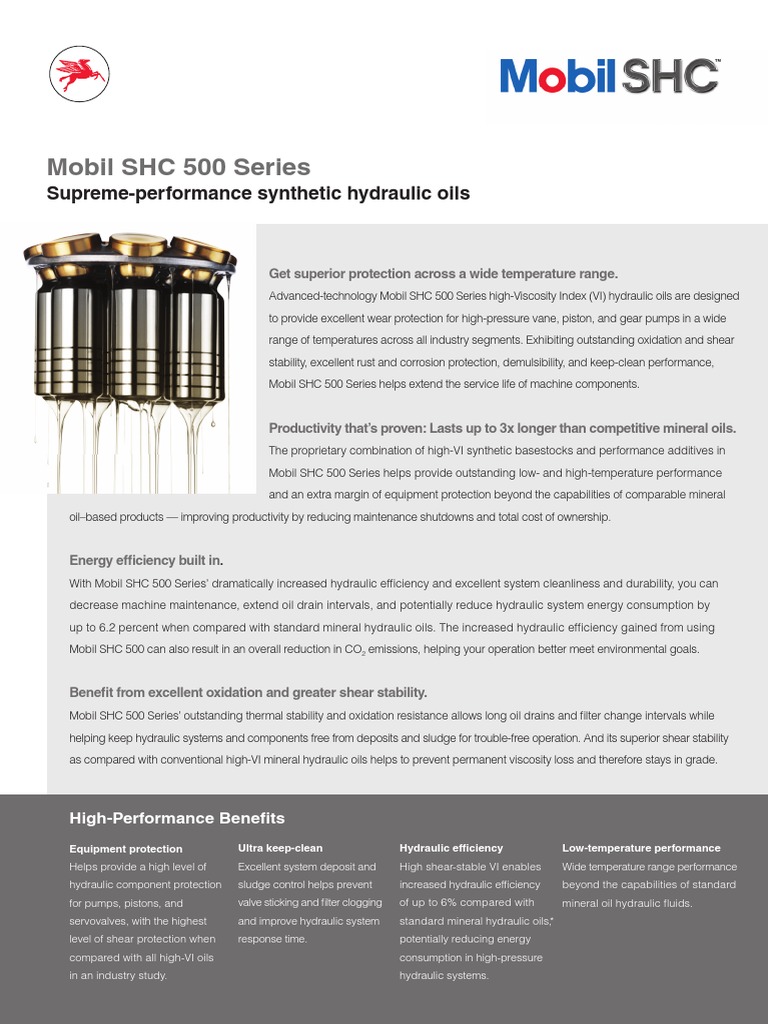 Mobil SHC 500 Series: Supreme-Performance Synthetic Hydraulic Oils ...