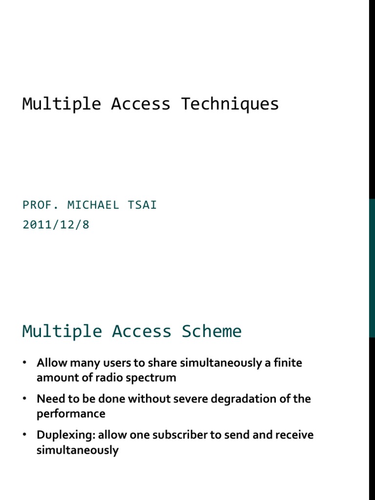 Multiple Access Techniques | PDF | Duplex (Telecommunications) | Channel Access Method