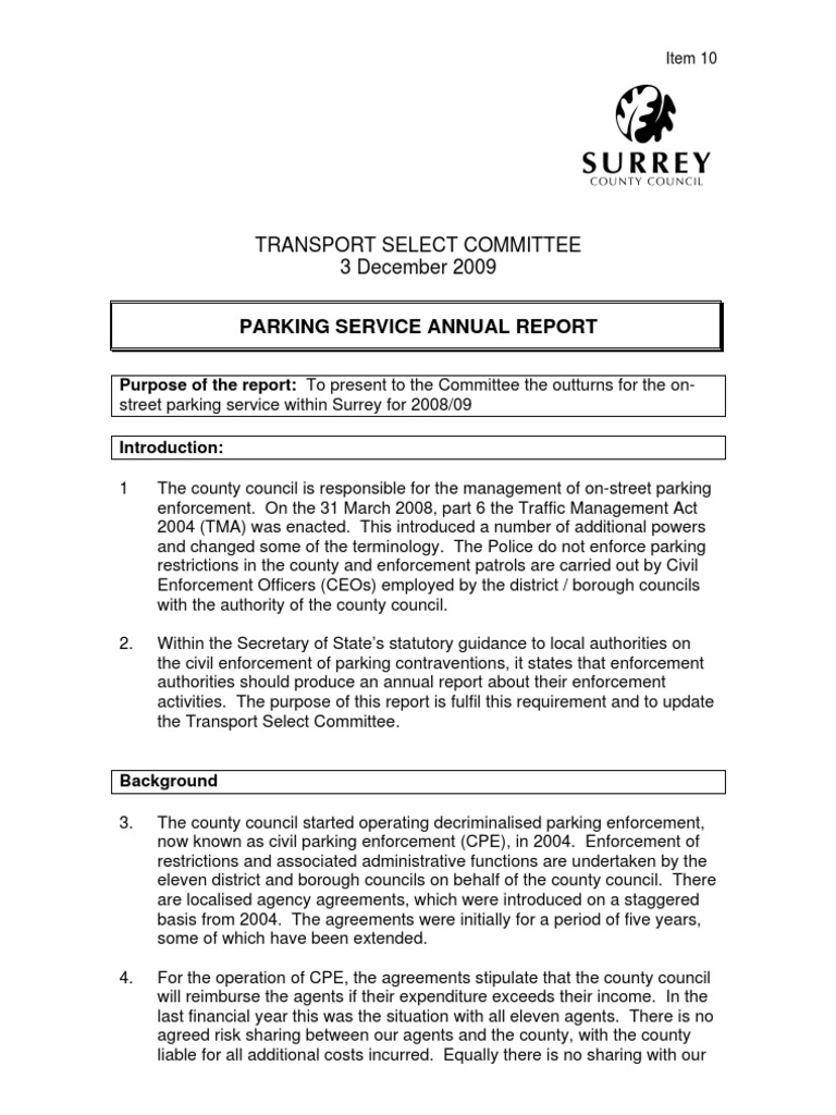 Surrey Parking Services Report | PDF | Parking | Government Budget Balance