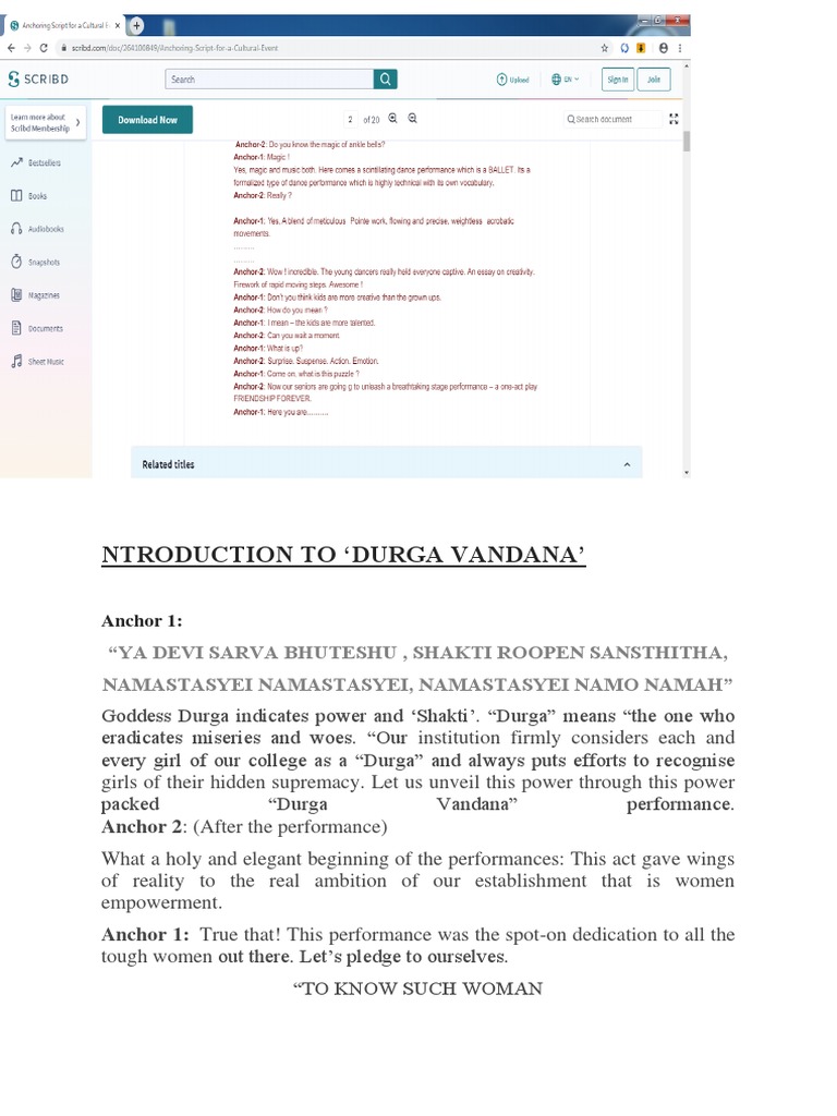 Ntroduction To Durga Vandana' | PDF