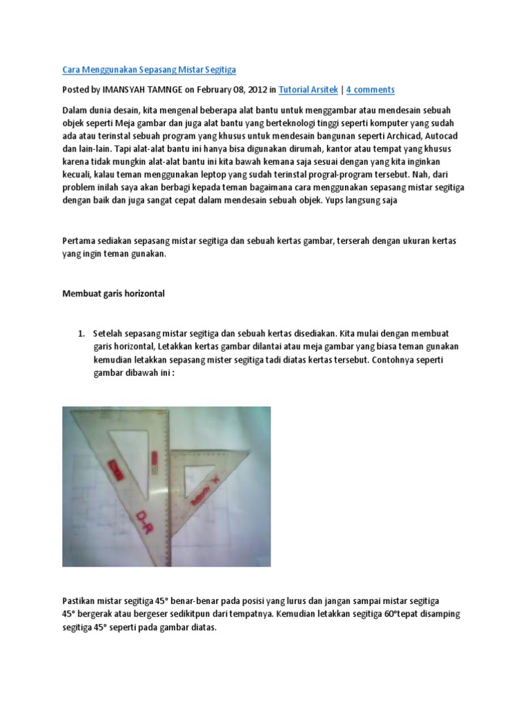 Cara Menggunakan Sepasang Mistar Segitiga | PDF