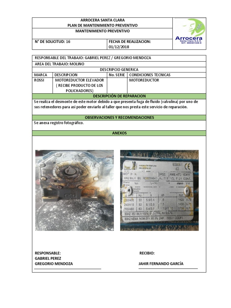 Informe de Mantenimiento 16 | PDF