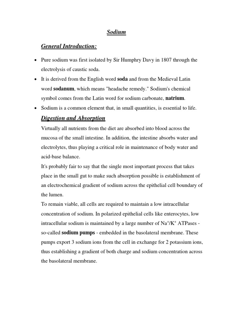 Sodium General Introduction | PDF | Sodium | Medical Specialties