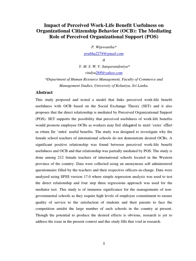 ICBM 2014 Full Paper PDF | PDF | Work–Life Balance | Data Analysis