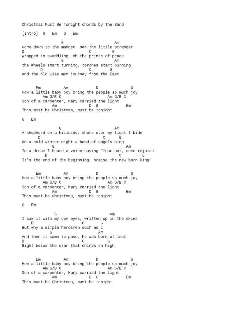 Christmas Must Be Tonight Chords | PDF