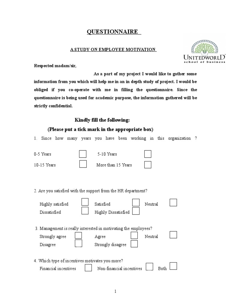 Questionnaire | PDF | Motivation | Motivational
