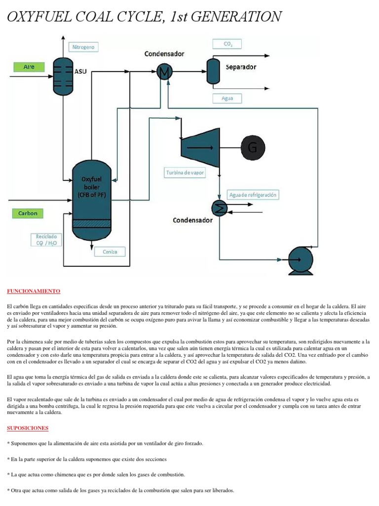 Oxyfuel Coal Cycle | PDF | Vapor | Combustión