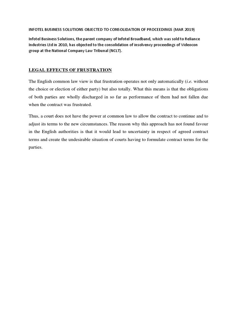 Legal Effects of Frustration | PDF