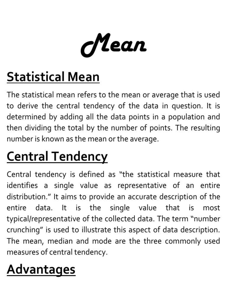 Understanding the Statistical Mean and Other Types of Central Tendency ...