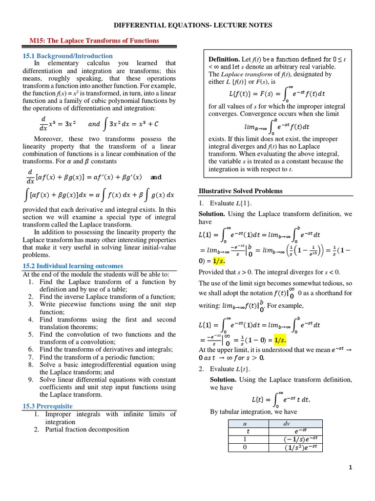 M15 - Laplace Transforms 11 15 | PDF | Laplace Transform | Integral