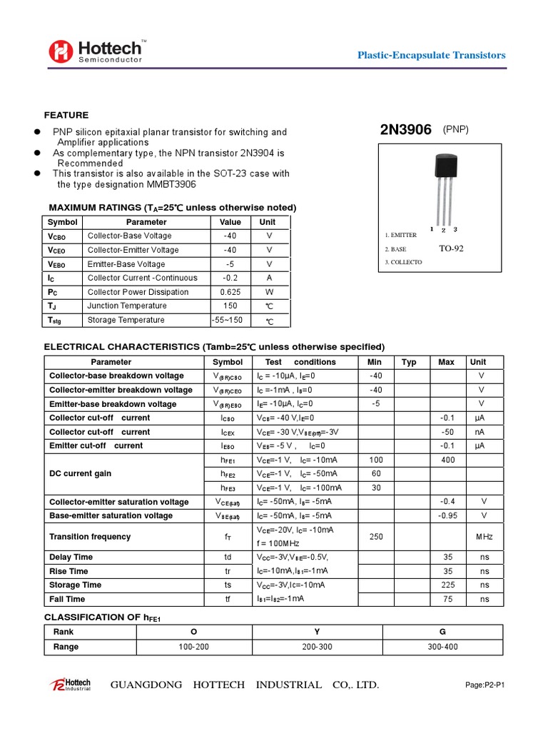 BJT 2N 3906 | Download Free PDF | Bipolar Junction Transistor ...