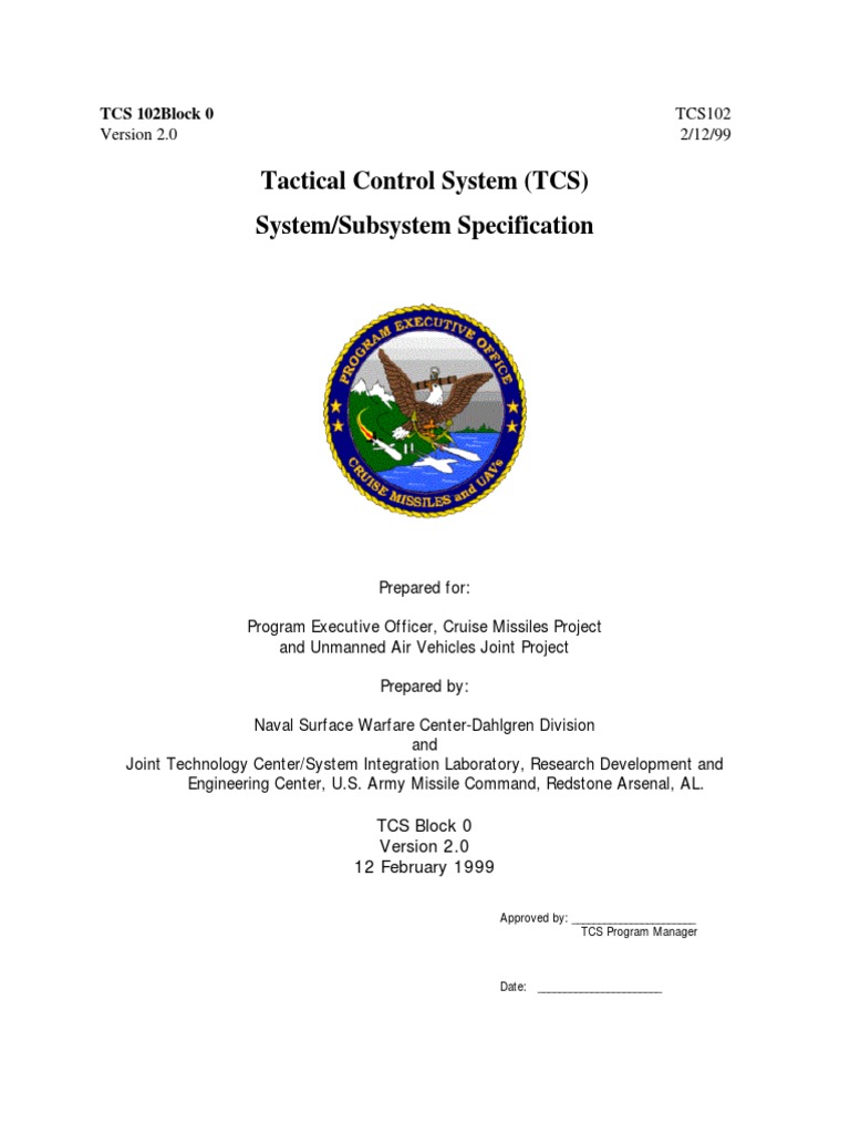 Tactical Control System TCS System Subsystem Specification PDF | PDF ...