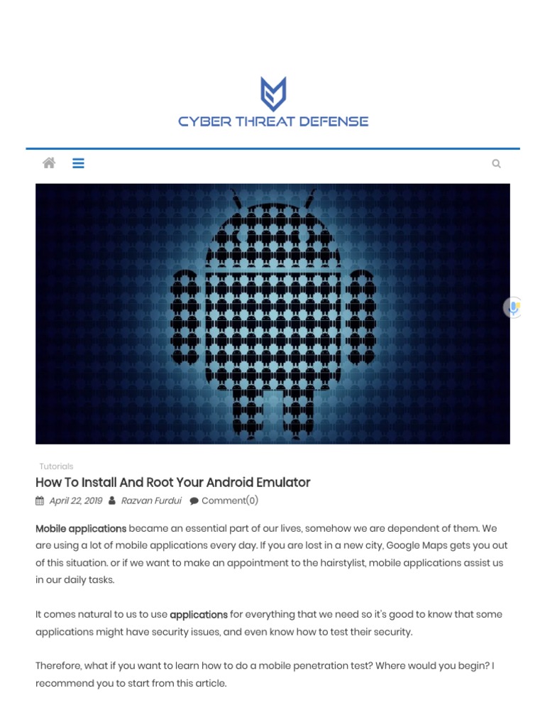 How To Install and Root Your Android Emulator - Cyber Treat Defense On ...