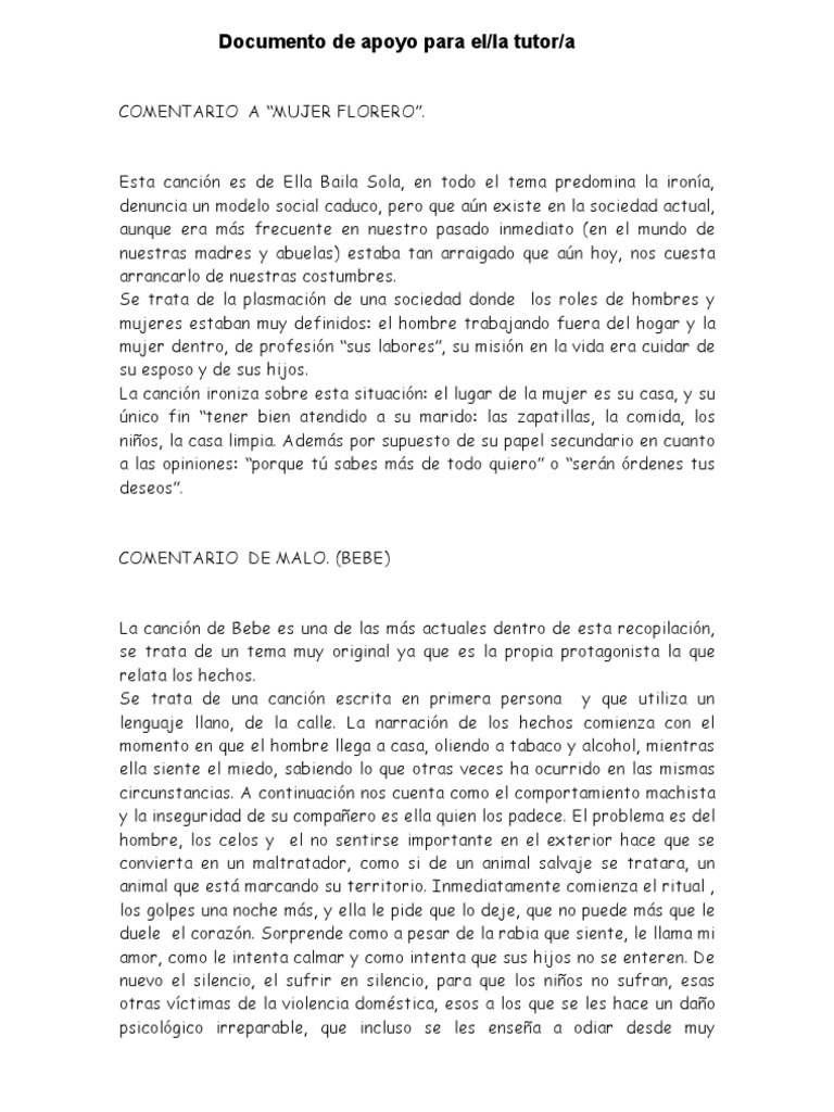Canciones sobre violencia de género | PDF | Violencia doméstica | Violencia