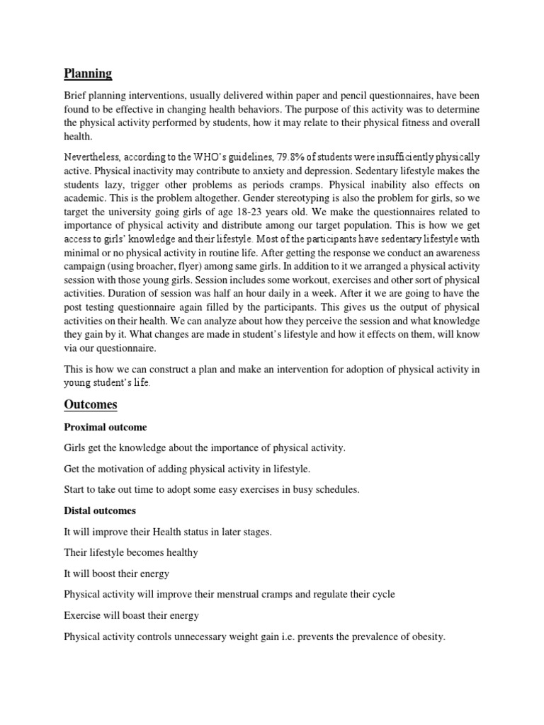 Physical Activity Planning | Download Free PDF | Health Care ...