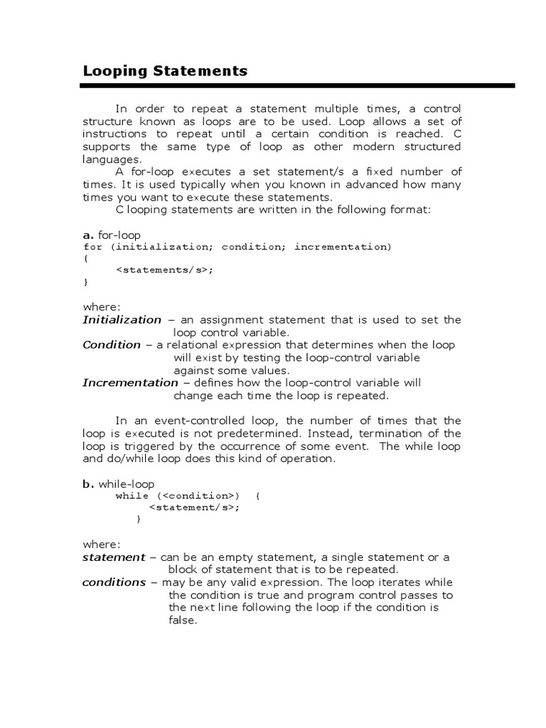 Lecture Looping and Machine Problem 3 | PDF | Control Flow | Computer ...