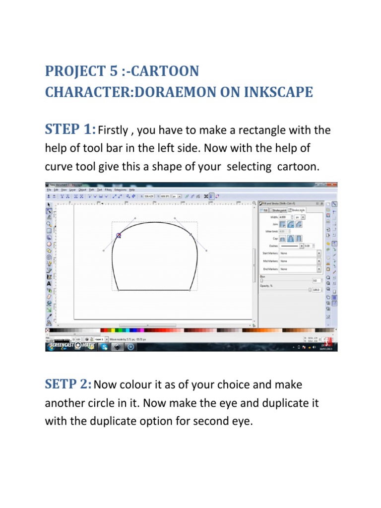 Project 5:-Cartoon Character:Doraemon On Inkscape Step 1:: Setp 2 | PDF ...