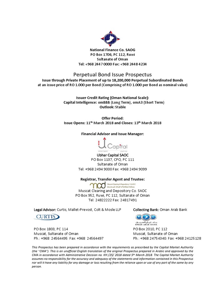 Final - NFC Perpetual Bonds - Prospectus - Clean PDF | PDF | Bonds ...