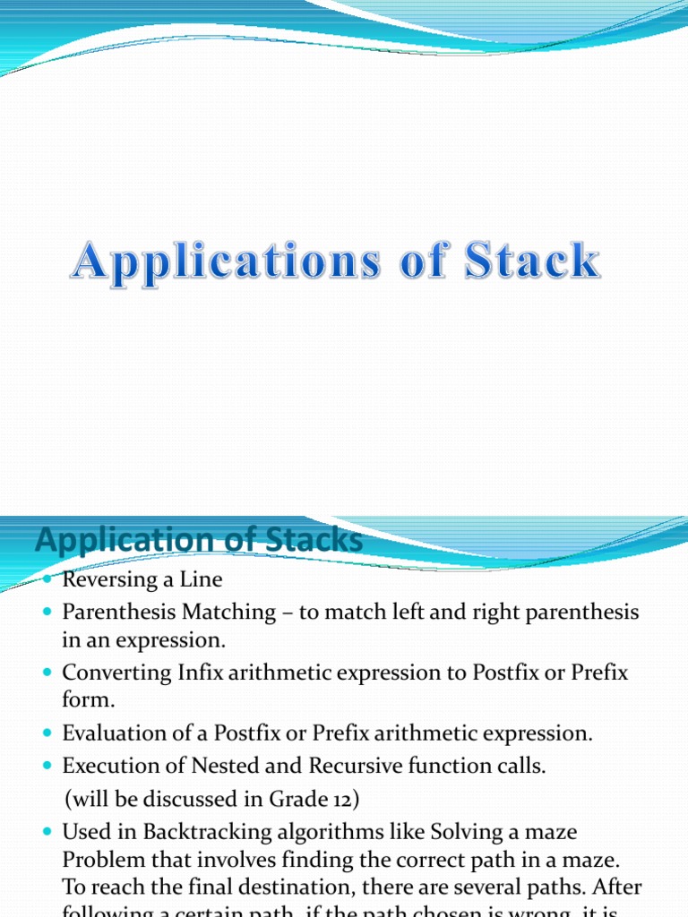 Application of Stacks | PDF | Notation | Algorithms And Data Structures