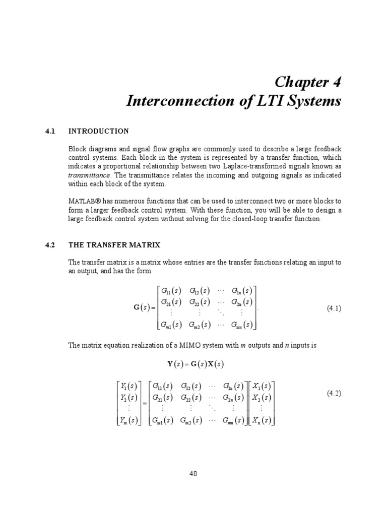 Interconnection of LTI Systems: Transmittance. The Transmittance ...