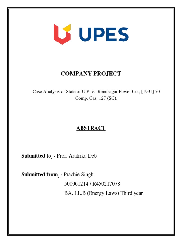 State of Up V Renusagar | PDF | Piercing The Corporate Veil | High ...