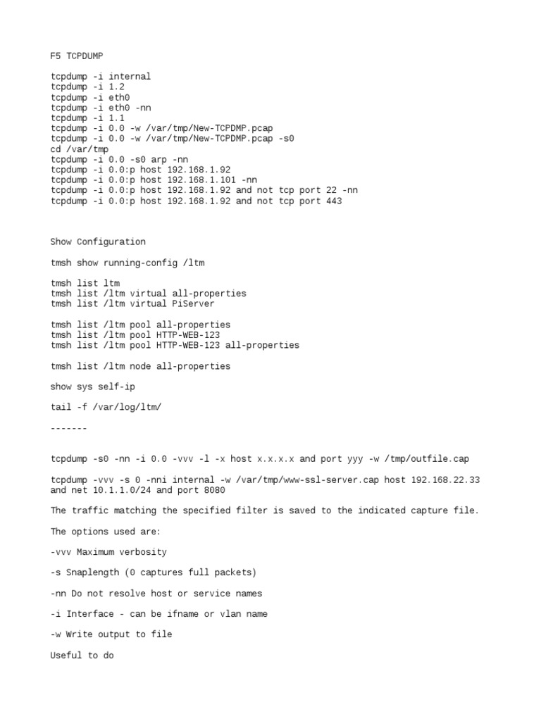 F5 Cheat Sheet | PDF | Port (Computer Networking) | Transmission Control Protocol
