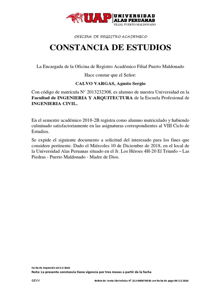 Constancia UAP | PDF