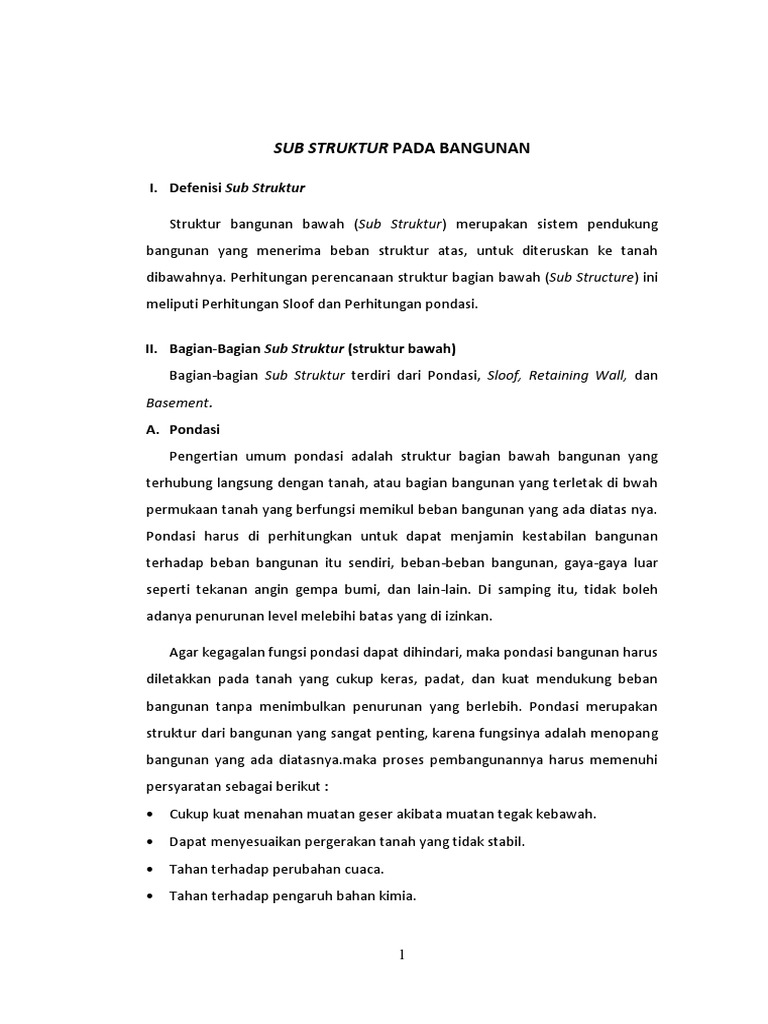 Sub Struktur dan Pondasi Bangunan | PDF