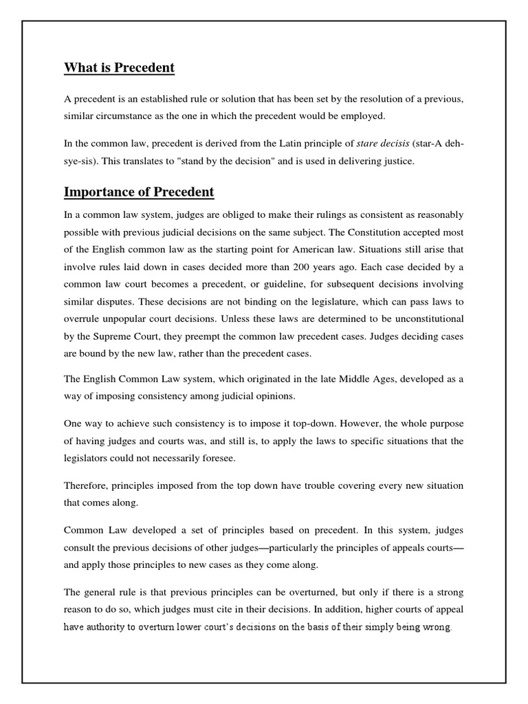 What Is Precedent | PDF | Precedent | Obiter Dictum