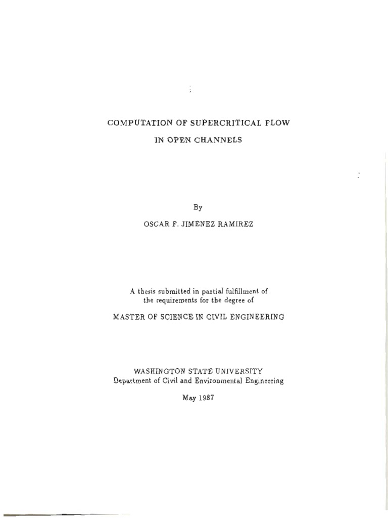 Supercritical Open Channel Flow | PDF