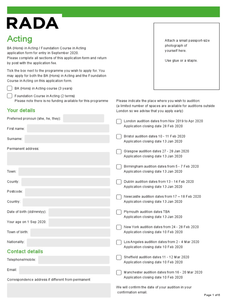 Acting Application 2020 Update 1 PDF | PDF | Disability | Mail