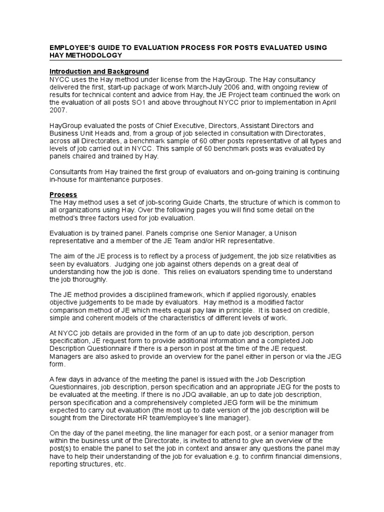 Hay Methodology Evaluation Guide | PDF | Thought | Evaluation