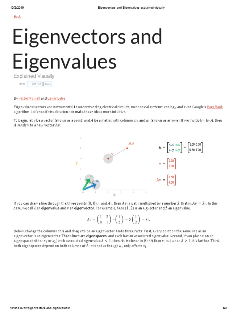 Eigenvectors and Eigenvalues: Explained Visually | PDF | Eigenvalues And Eigenvectors | Matrix ...