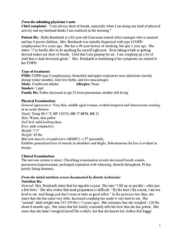 COPD Case Study 1 | PDF | Medical Diagnosis | Chronic Obstructive ...