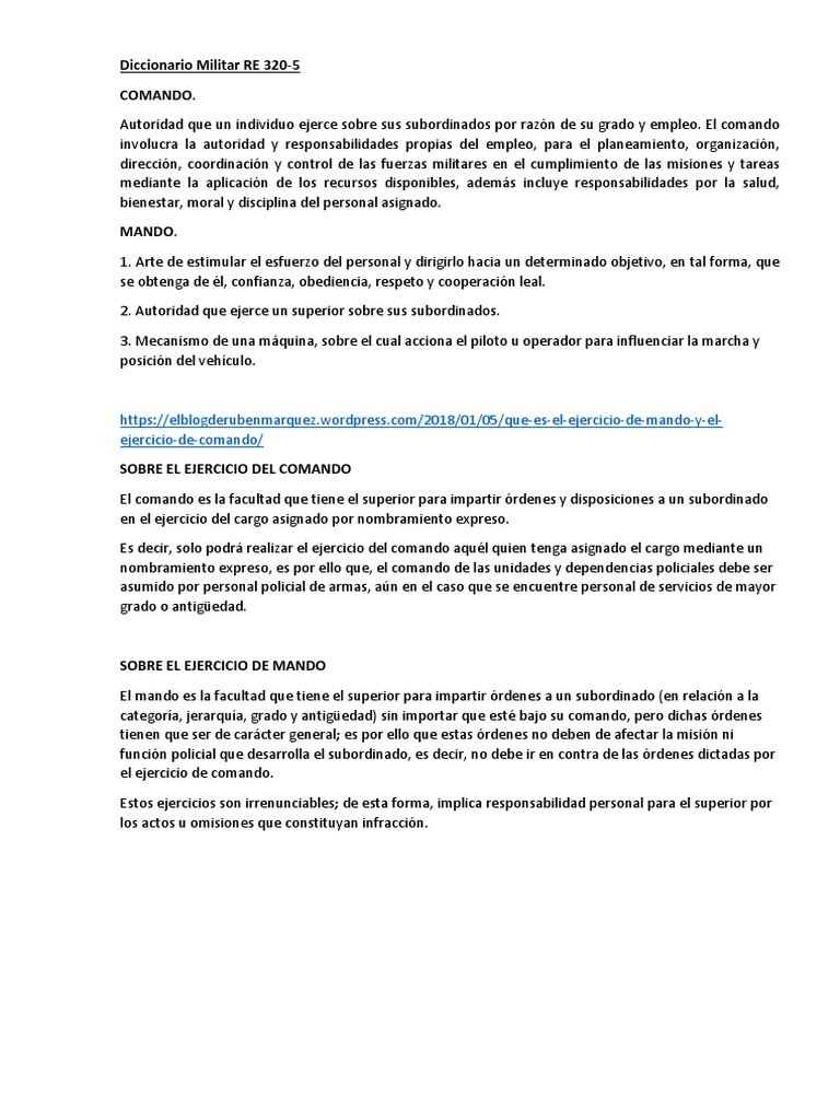 Diferencias entre Comando y Mando Militar | PDF