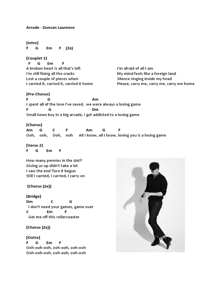 Losing Game: Chord Progression and Lyrics for Duncan Laurence's 'Arcade ...
