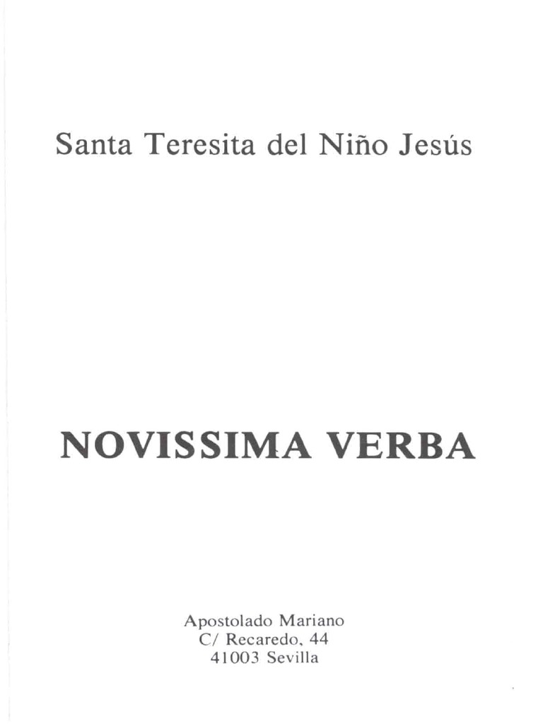 Novissima Verba - Santa Teresita de Lisieux | PDF