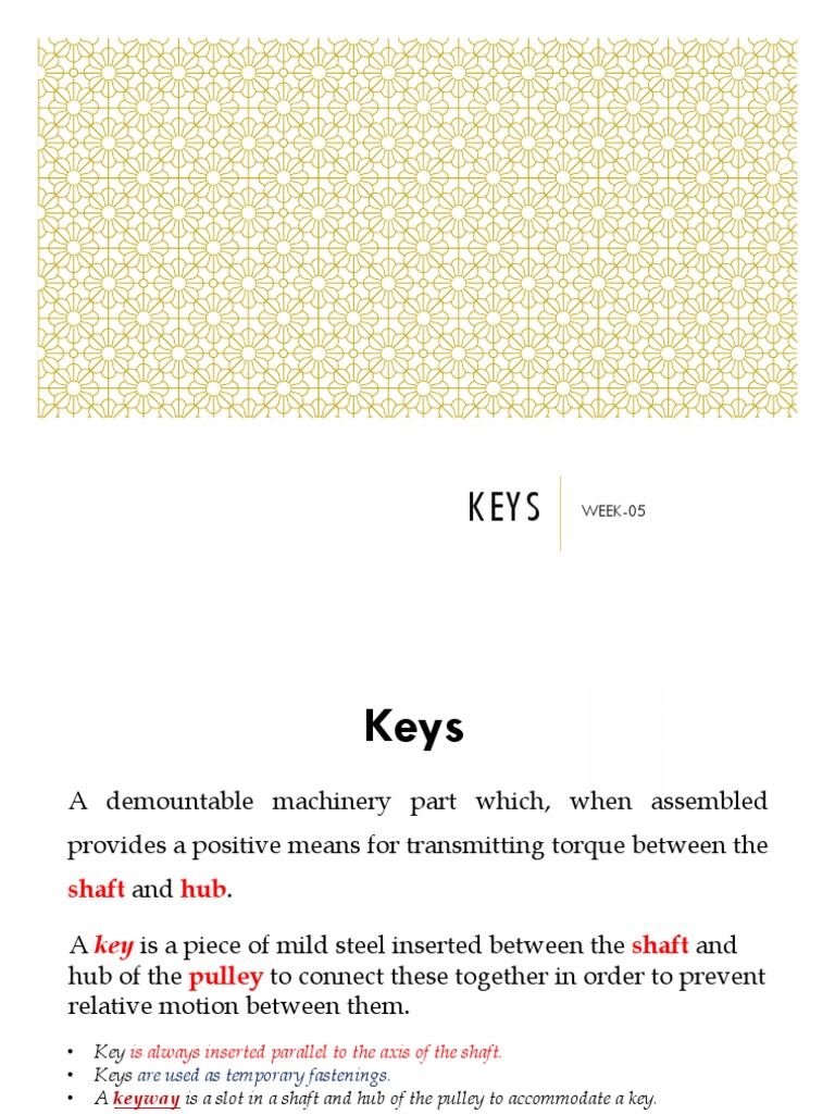 (Week-05) Design of Keys PDF | PDF | Mechanical Engineering ...