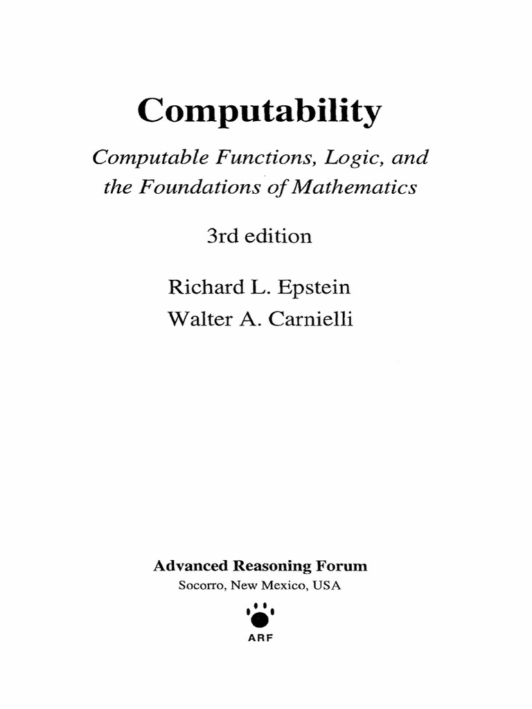 Richard L. Epstein, Walter A Carnielli - Computability - Computable Functions, Logic, and The ...