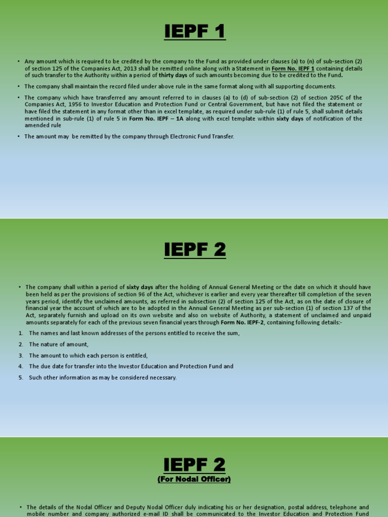 IEPF | PDF | Government Information | Corporations