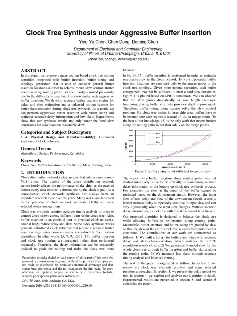 Clock Tree Synthesis Under Aggressive Buffer Insertion Ying Yu Chen Chen Dong Deming Chen 